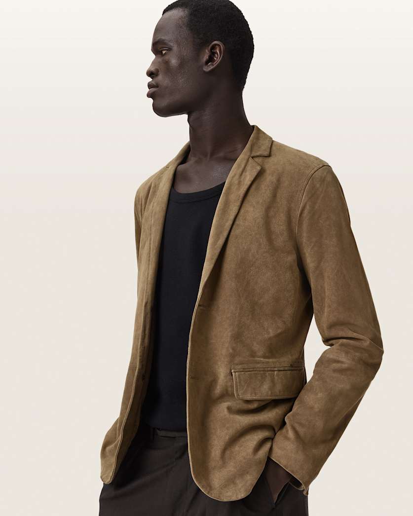 Monet Waxed Suede Blazer DUNE BROWN | ALLSAINTS